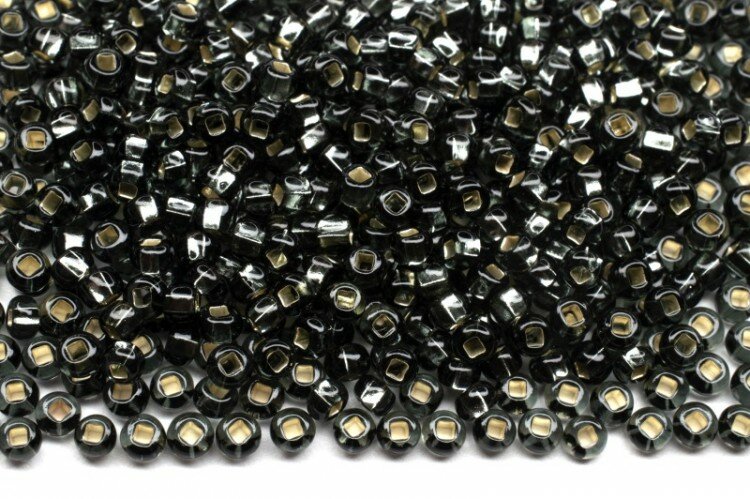 Бисер чешский PRECIOSA круглый 10/0 47010 серый, серебряная линия внутри, квадратное отверстие, 5 грамм