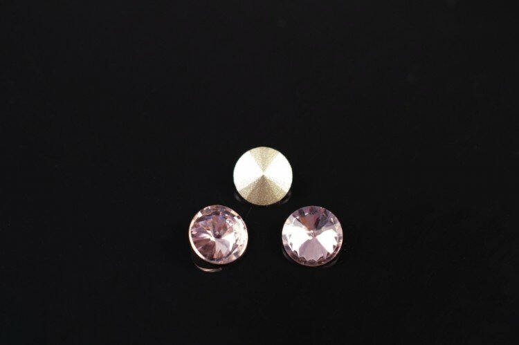 Кристалл Риволи 8мм, цвет розовый, стекло, 26-249, 2шт