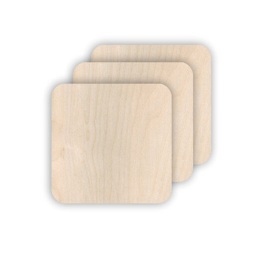 Артборд без ламинации / заготовка для творчества / фанера 3 мм / квадрат 20 СМ / 3 шт / поделка в школу / декупаж