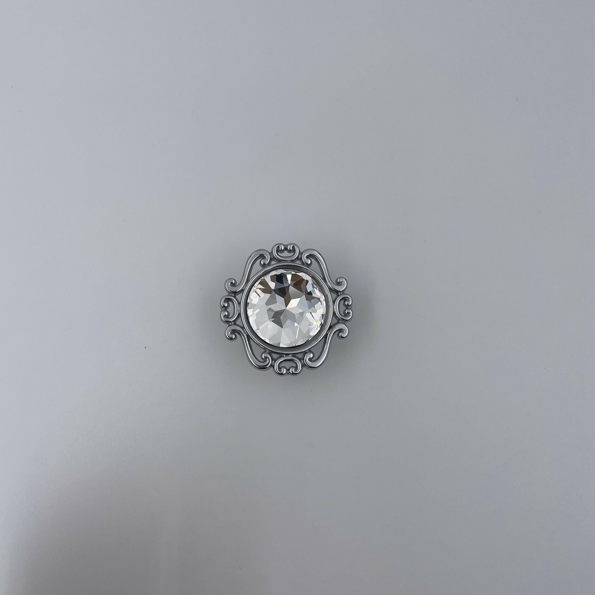 Ручка для мебели Кнопка GIUSTI AURA (Италия) Цвет Хром глянец + Кристаллы Swarovski