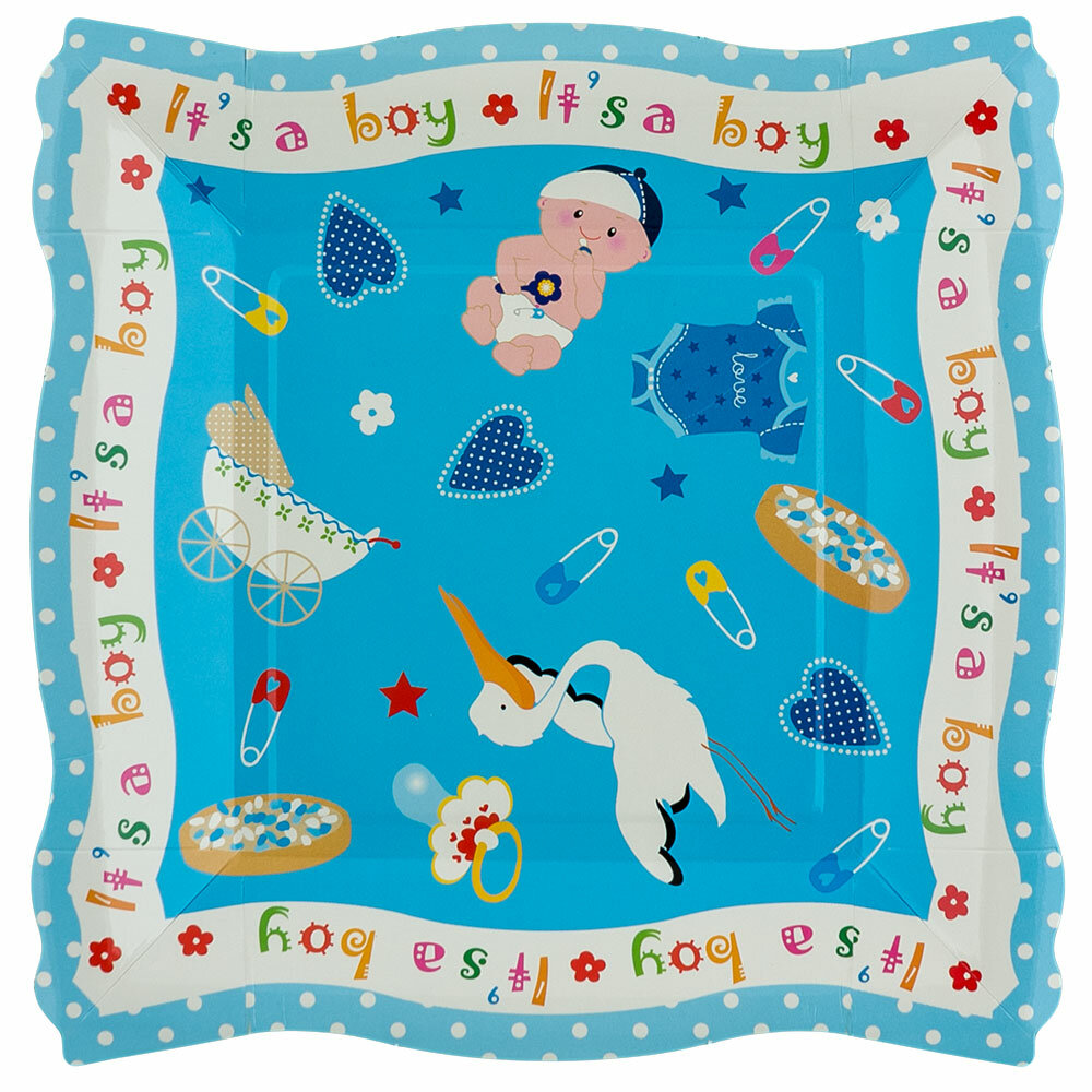 BOOMZEE TRL-06 Тарелки бумажные квадратные 6 шт 02- рождение сына для праздника