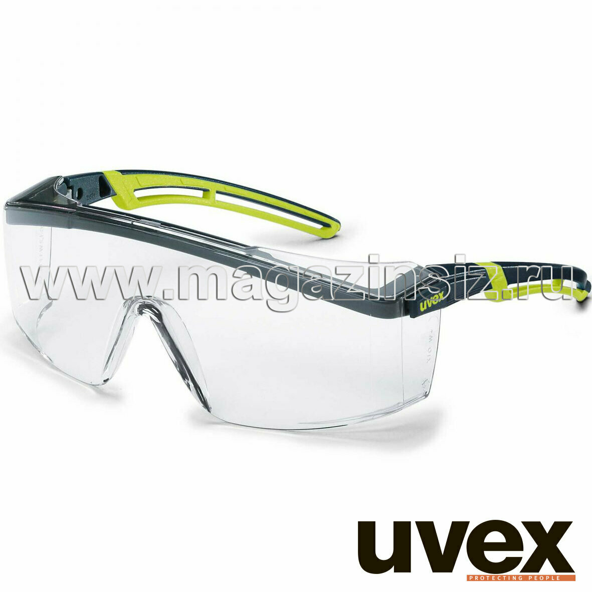 Очки открытые UVEX Астроспек 2.0, 9164285; линза: Суправижн Экселленс, прозрачная, 2С-1,2; оправа: черная-лайм