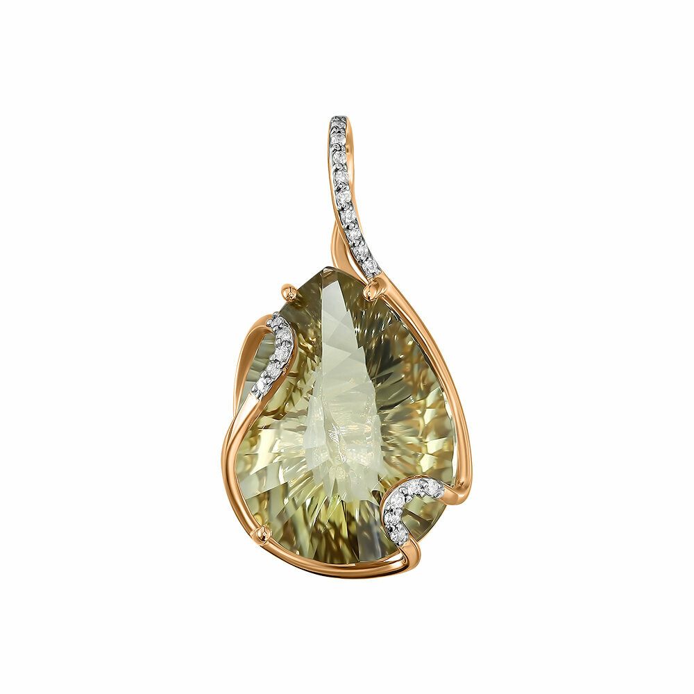 Подвеска ALORIS, красное золото, 585 проба, кварц