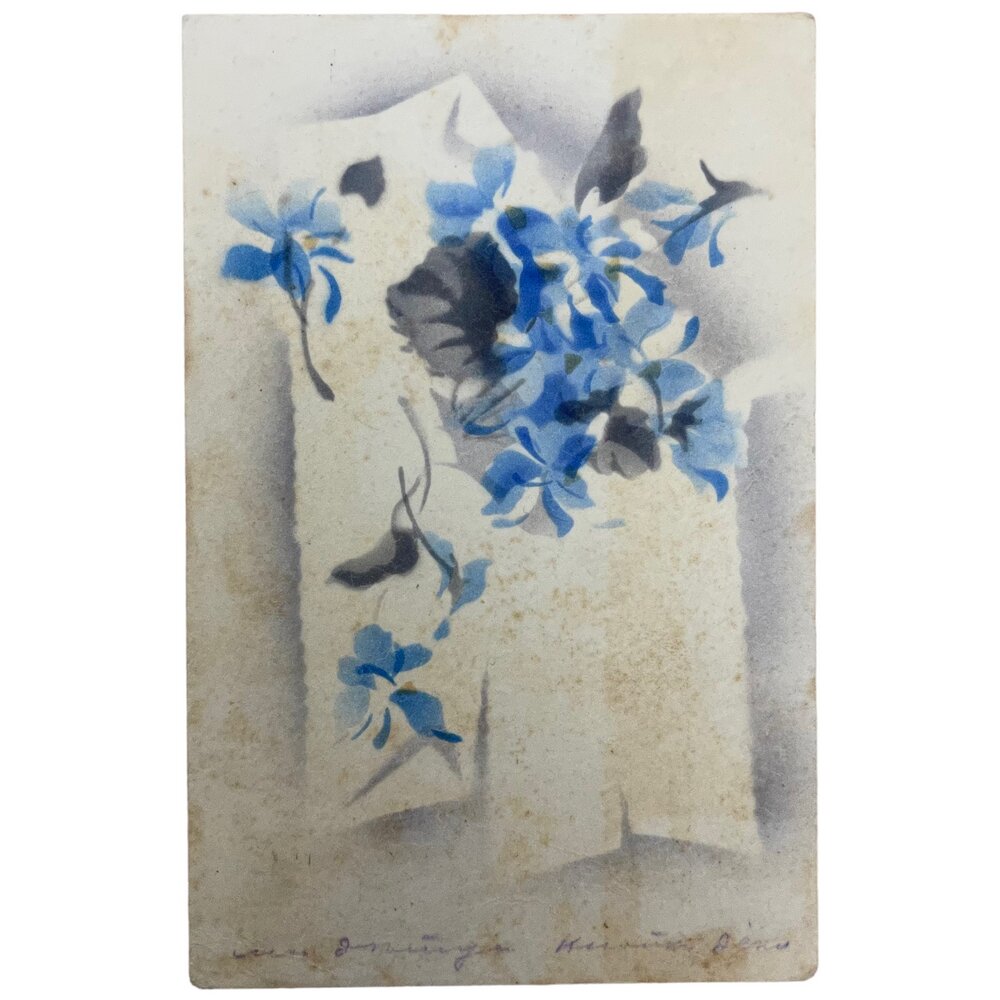 Почтовая открытка "Голубые фиалки" 1900-1917 гг. Российская Империя (2)
