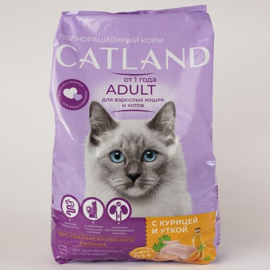 Корм сухой Catland полнорационный для кошек с курицей и уткой, 350 г