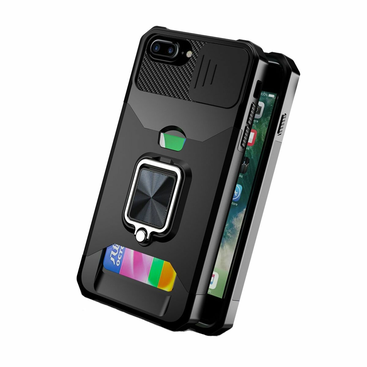Противоударный чехол Сard Reader Case для iPhone 7 Plus / 8 Plus черный — фото 1