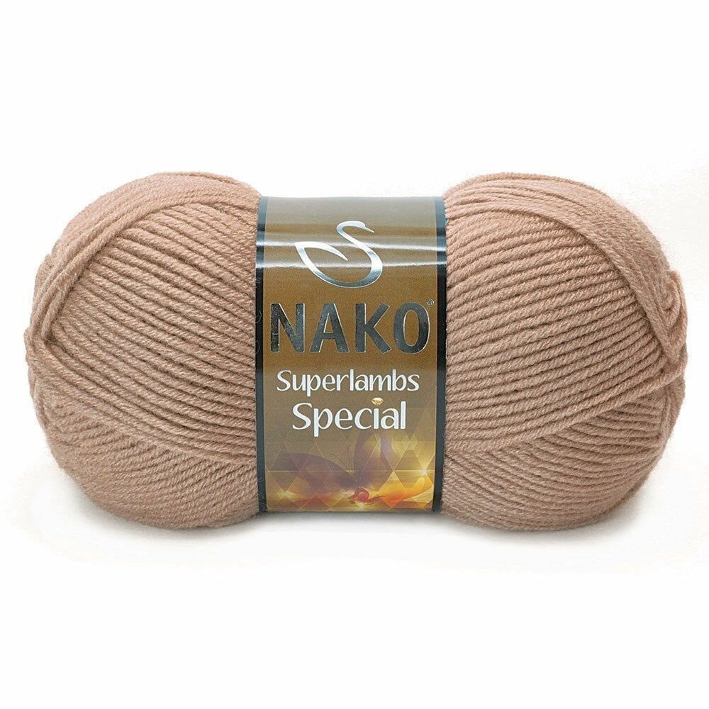 Пряжа NAKO Superlambs Special, теплый бежевый - 11516, 49% шерсть, 51% премиум акрил, 5 мотков, 100 г, 200 м.