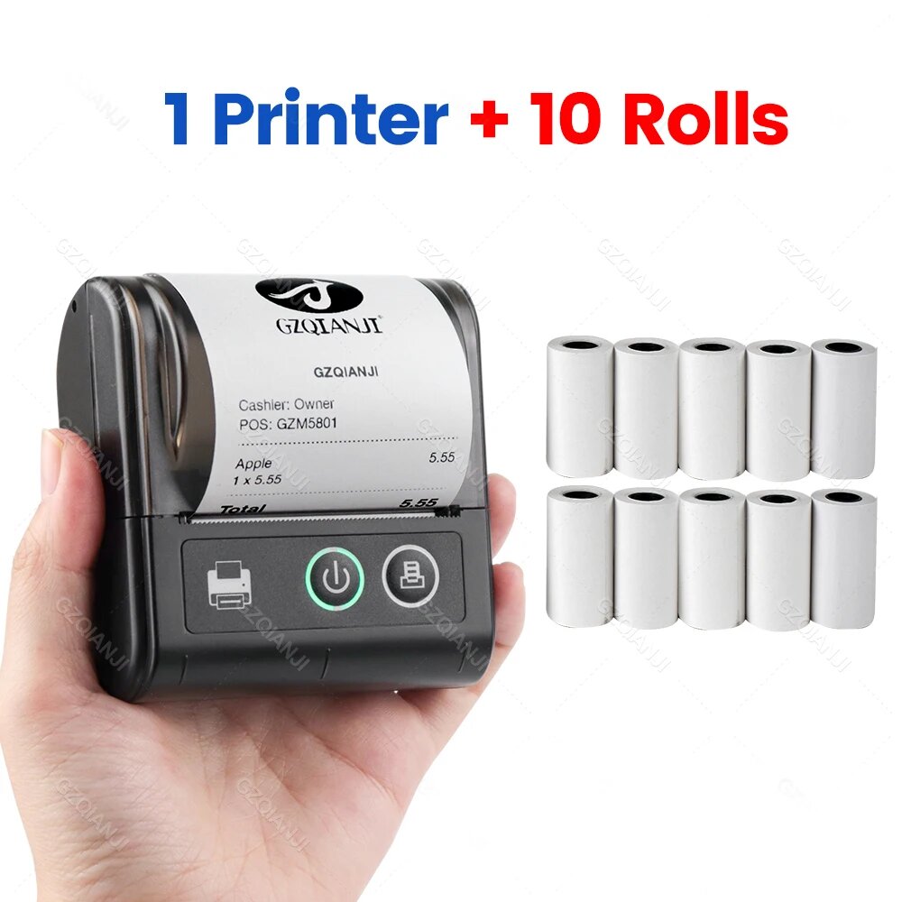 Карманный термопринтер 58 мм, мини-принтер чеков Bluetooth, беспроводная мобильная машина для банкнотных билетов для малого бизнеса Impresora