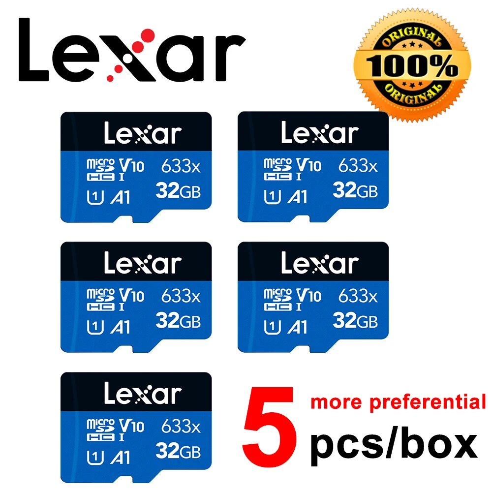 Lexar microSD карта памяти 32GB A1 633x (5 шт.)