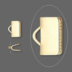 Концевики, 10х7мм (ширина 10мм), зажимы для ленты, гладкие, базовый материал - латунь, позолоченные, пара