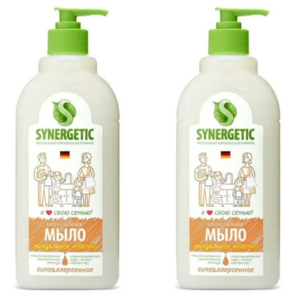 Жидкое мыло Synergetic Миндальное молочко, 500 мл, 2 шт