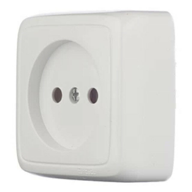 HEGEL Alfa Slim розетка 1 пост без заземления белый цвет для скрытой установки в стене