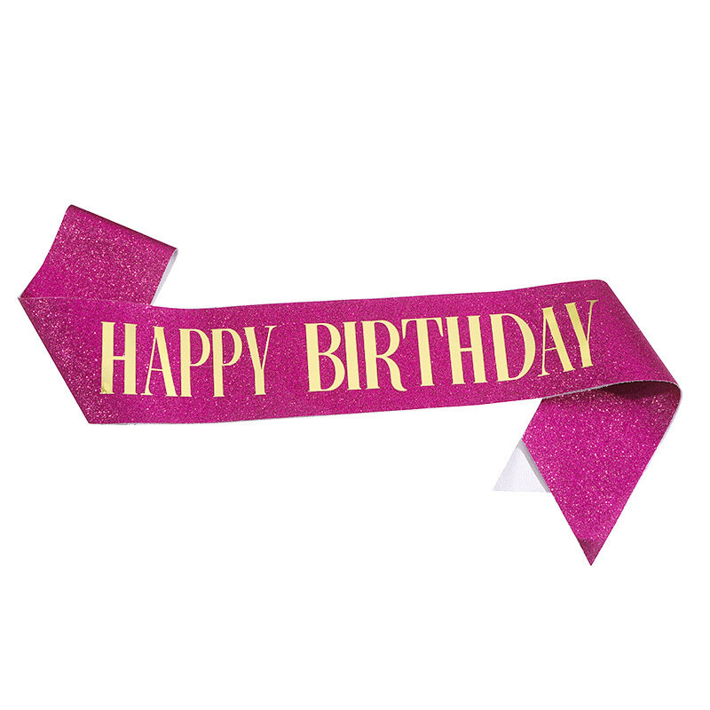 Адвент-календарь "С днем рождения", тканевая лента, с надписью, розовый, золотой