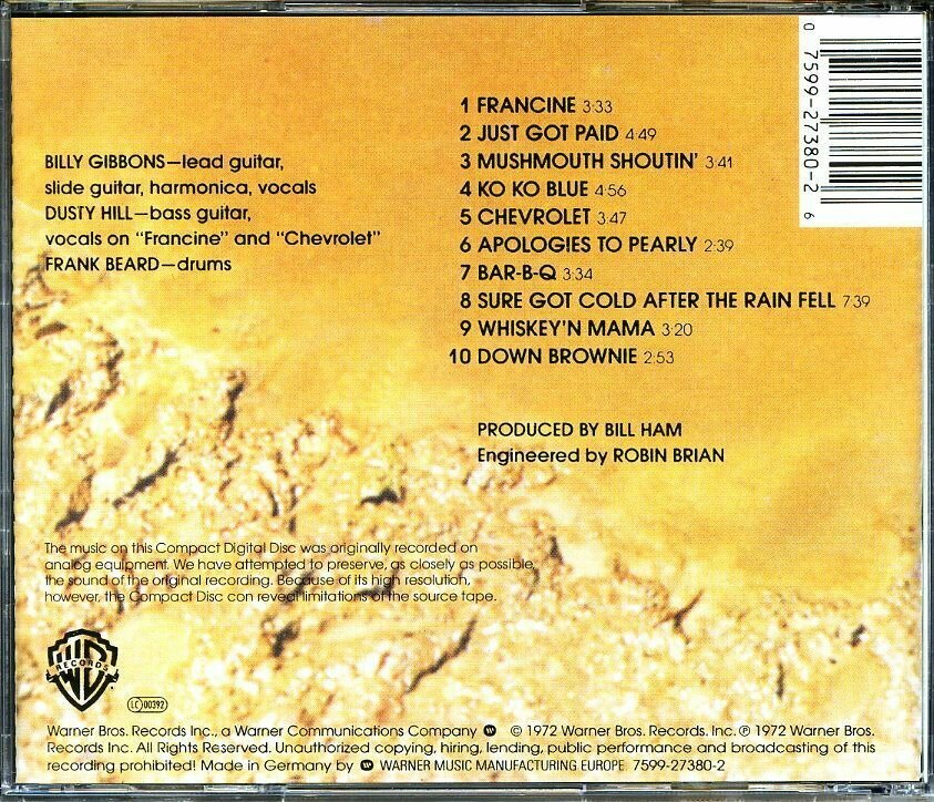 ZZ TOP - Rio Grande Mud 1972 гМузыкальный компакт диск — фото 1