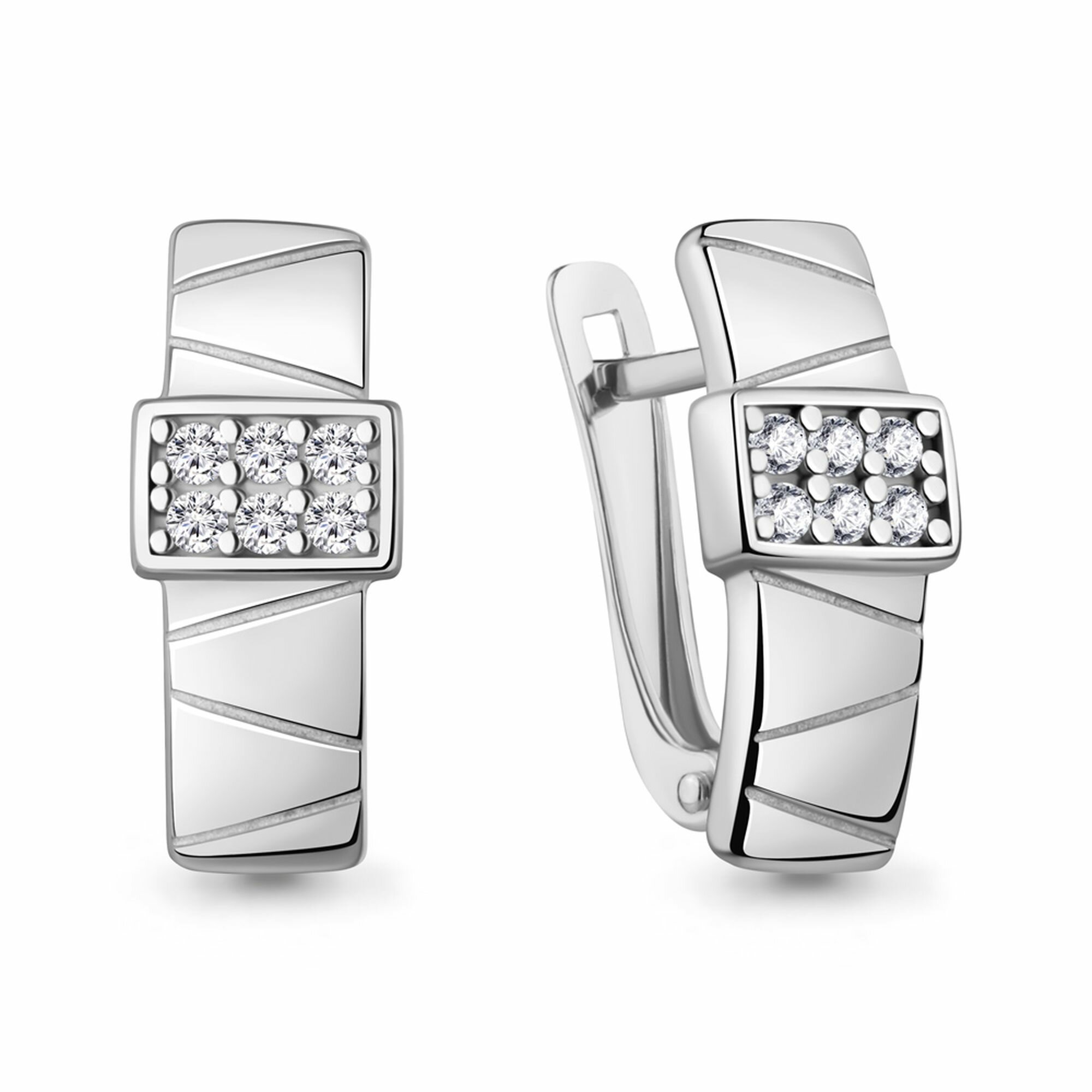 Серьги, серебро, 925 проба, родирование, фианит