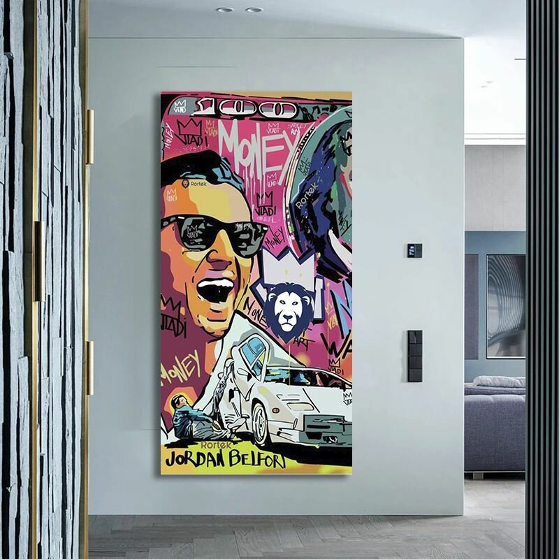 Картина мотивация, Волк с Уолл стрит, картина с деньгами, 40х80 см.