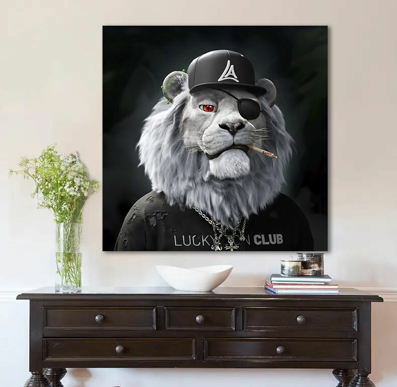 Картина ВсеКартины. тут "Звери на стиле Вер.24", 70x70 см, на подрамнике, поп-арт