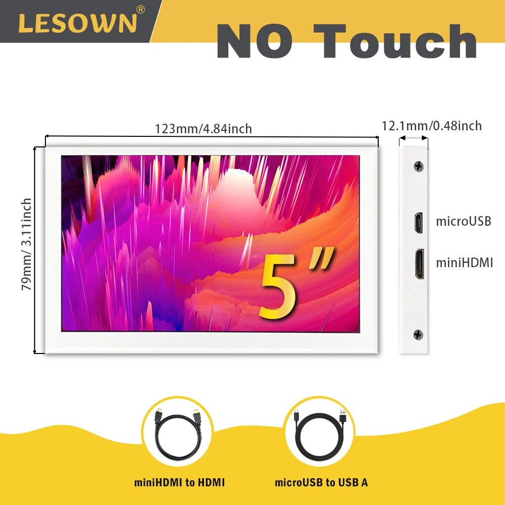LESOWN 5-дюймовый сенсорный монитор белый No Touch Monitor