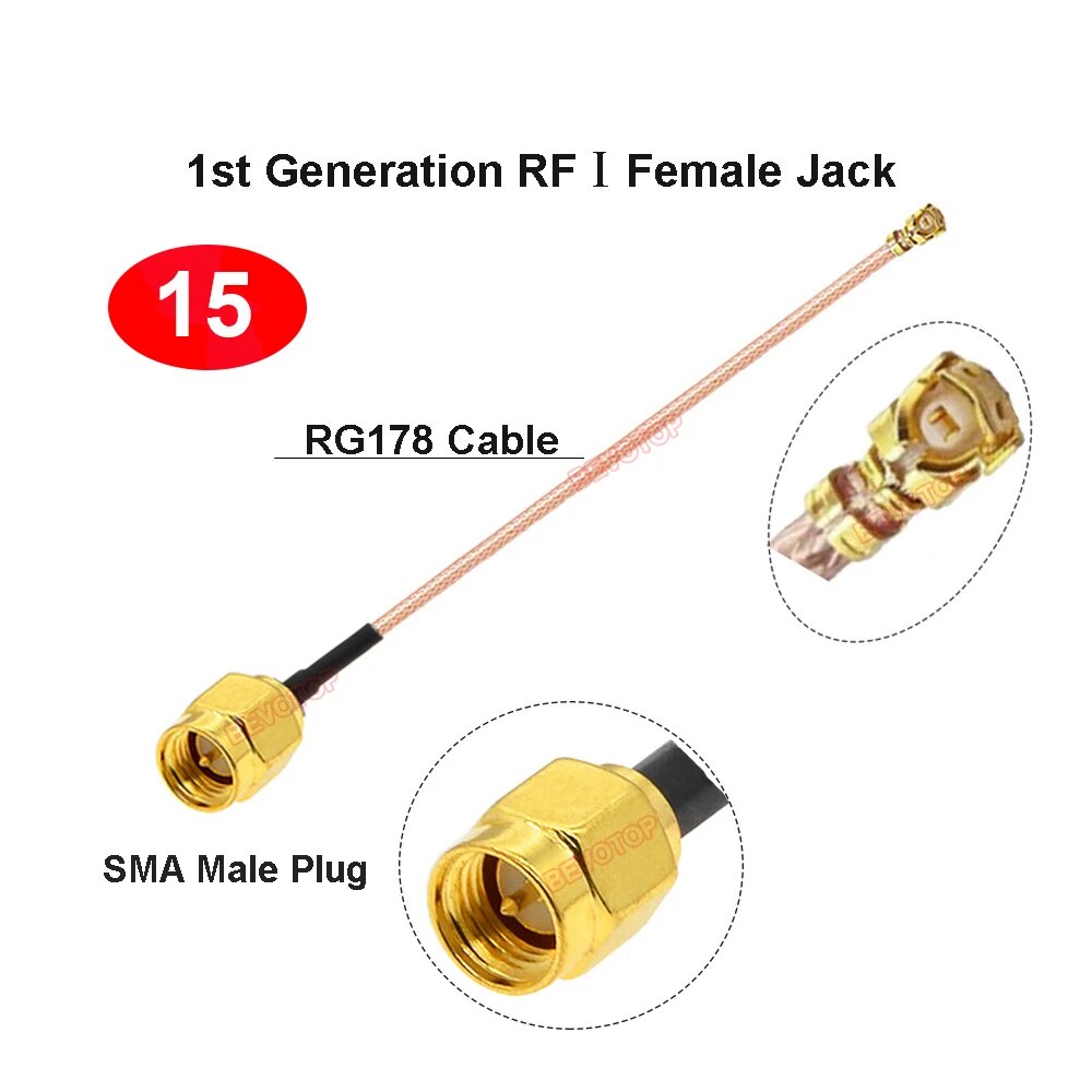 BEVOTOP RG178 SMA кабель для антенны 5CM, SMA M to RF1 F