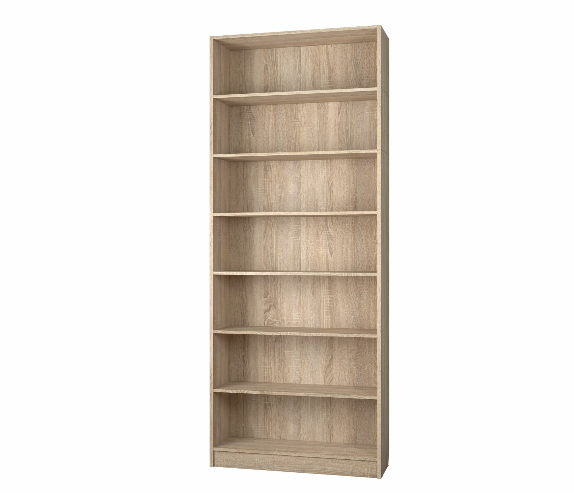 Стеллаж с надстройкой Бетти, дуб сонома, 80х28х237 см, Крона Мебель, ЛДСП, с полками