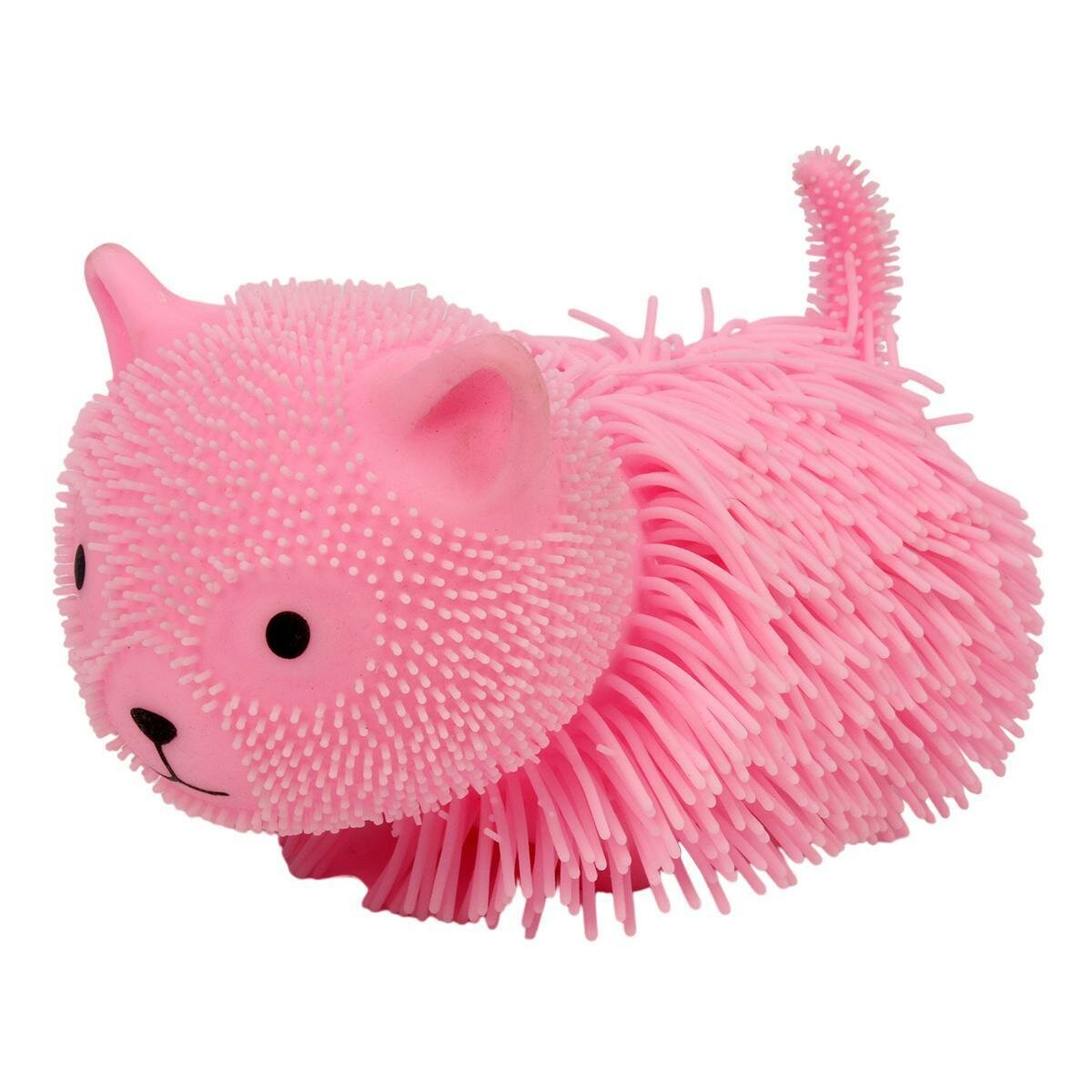 Мякиш Котик волосатик светящийся, 22см, розовый/белый, термопластичная резина