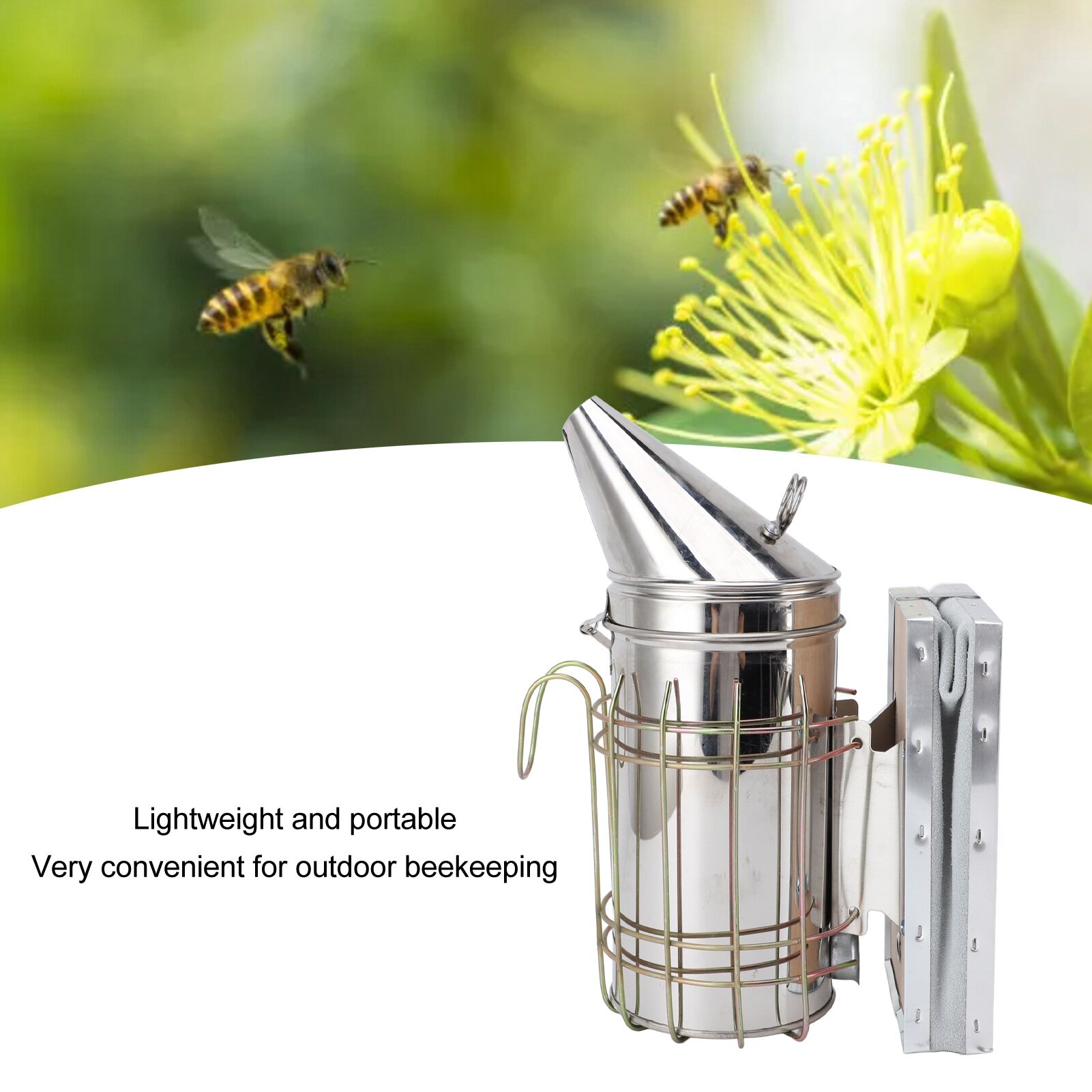 Дымарь для улья из нержавеющей стали, твердого дерева, пчеловодческое оборудование с фильтром для инструмента пчеловода, золото