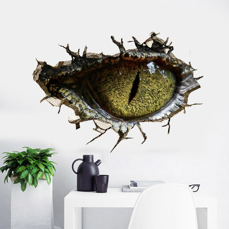 3D-наклейки на стену в виде крокодилового глаза, реалистичные обои с разбитыми стенами, самоклеящиеся наклейки из ПВХ, съемный декор для спальни, гостиной, офиса, игровой комнаты, для мальчиков и девочек, креативное украшение для дома в пугающей тема