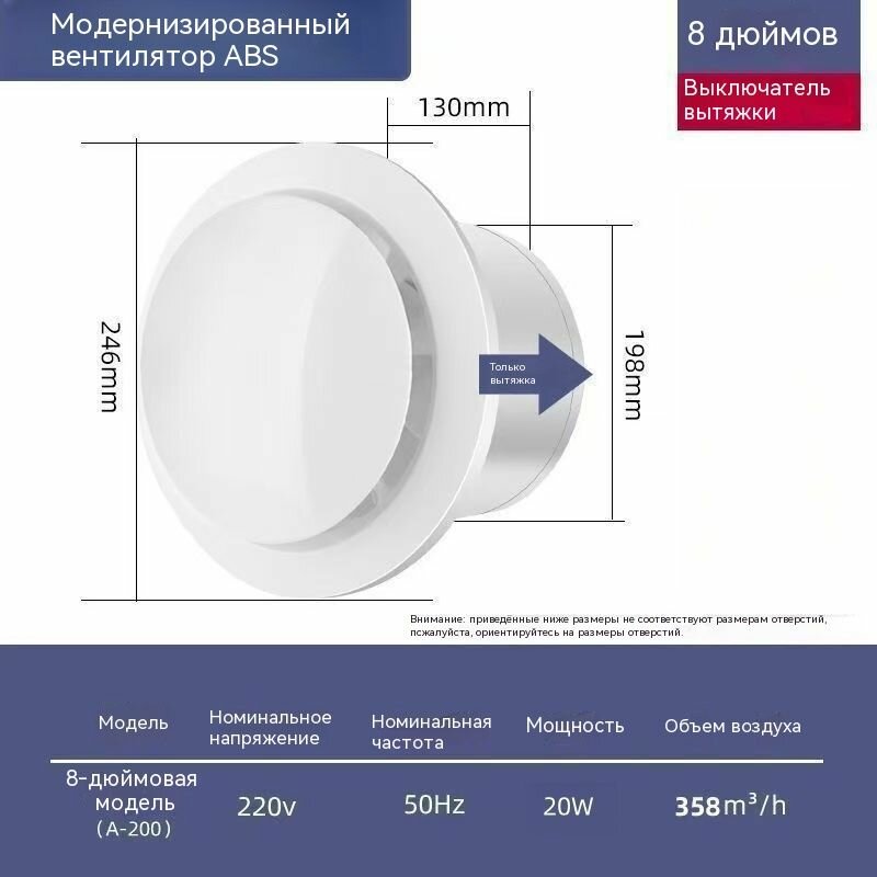 Вытяжной вентилятор с дистанционным управлением, канальный вентилятор диаметром 200 мм