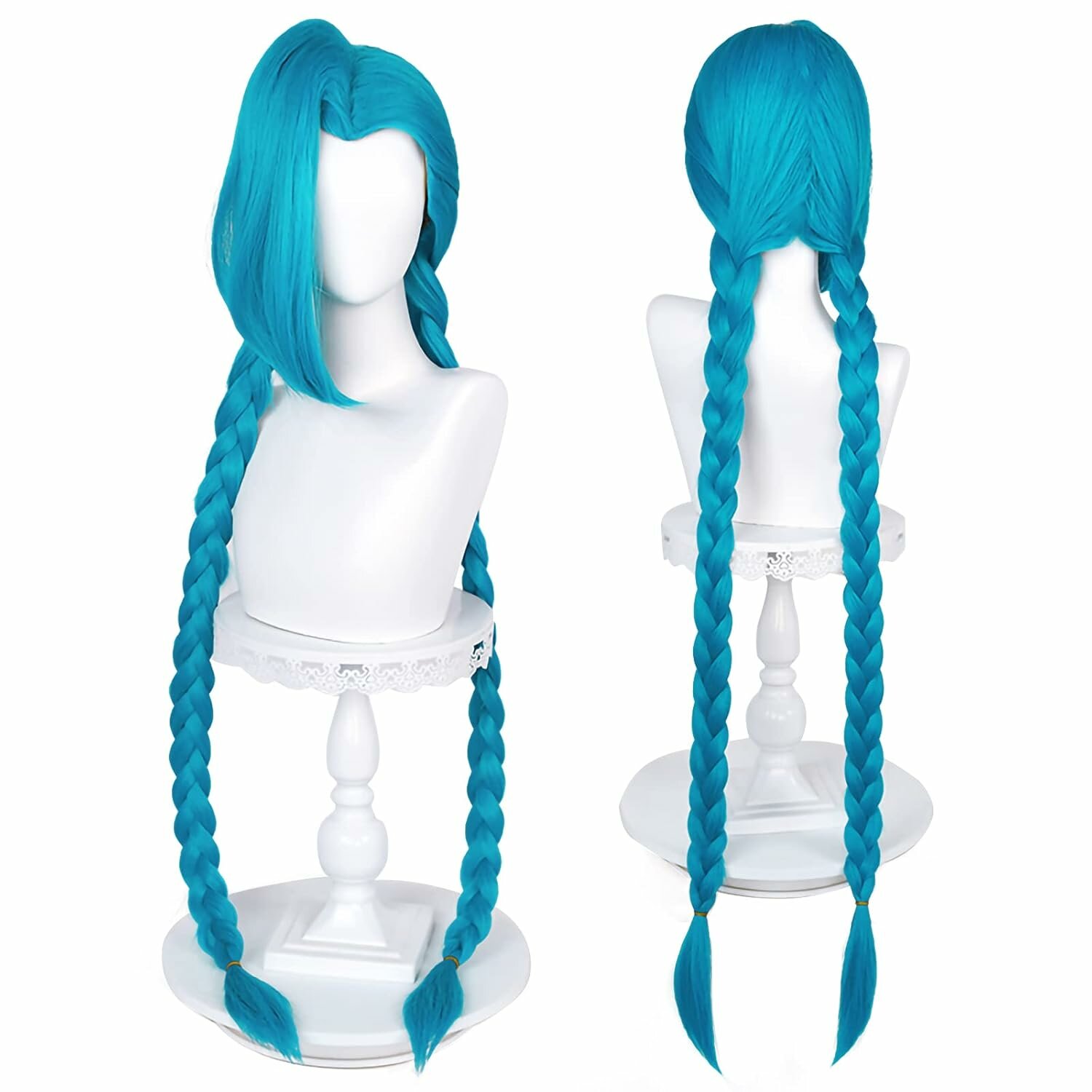 Длинный синий плетеный парик с челкой, парик для аниме-игр с косичками и косичками для женщин и девочек, в комплекте шапочка (43 дюйма, синий)