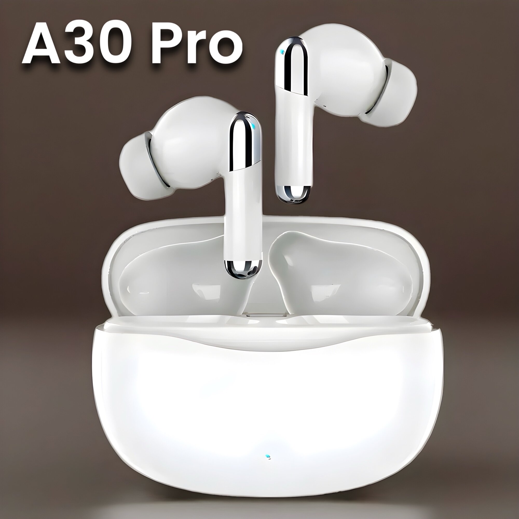 Беспроводные TWS наушники "A30 PRO" Белые с шумоподавлением ANC для iPhone/Android сенсорные