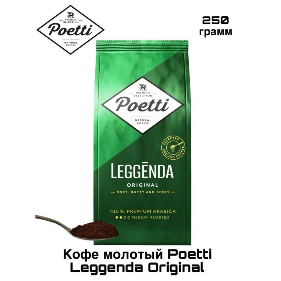 Кофе молотый Poetti Leggenda Original 250 грамм