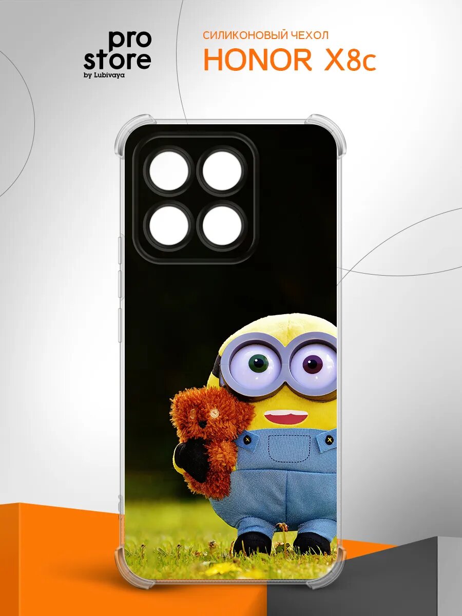 Чехол на Honor X8c, Хонор Х8с защита камеры и углов, прозрачный, накладка с рисунком