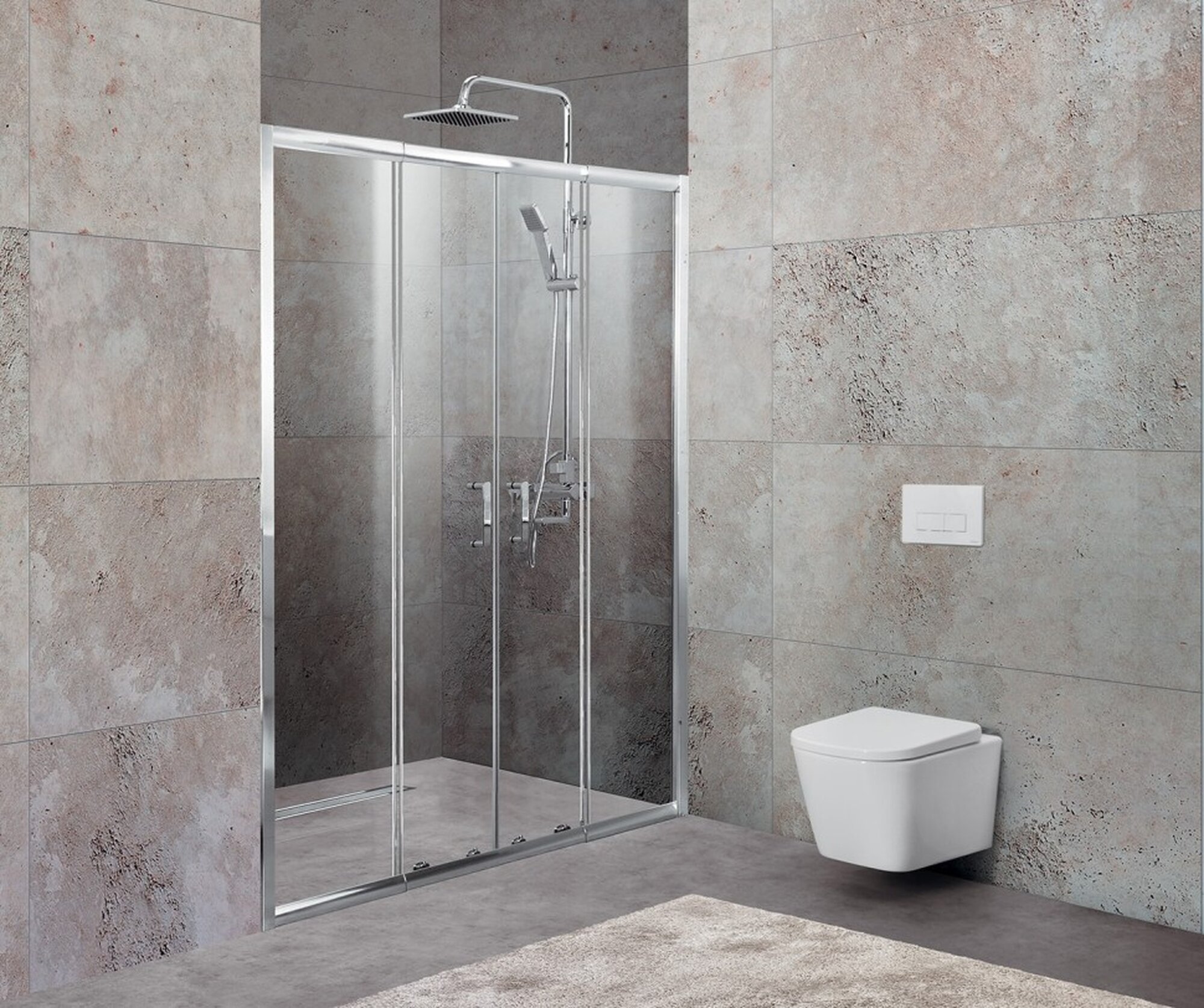 Душевая дверь BelBagno UNIQUE-BF-2-170/200-C-Cr, распашная, прозрачная, 190x200x76 см