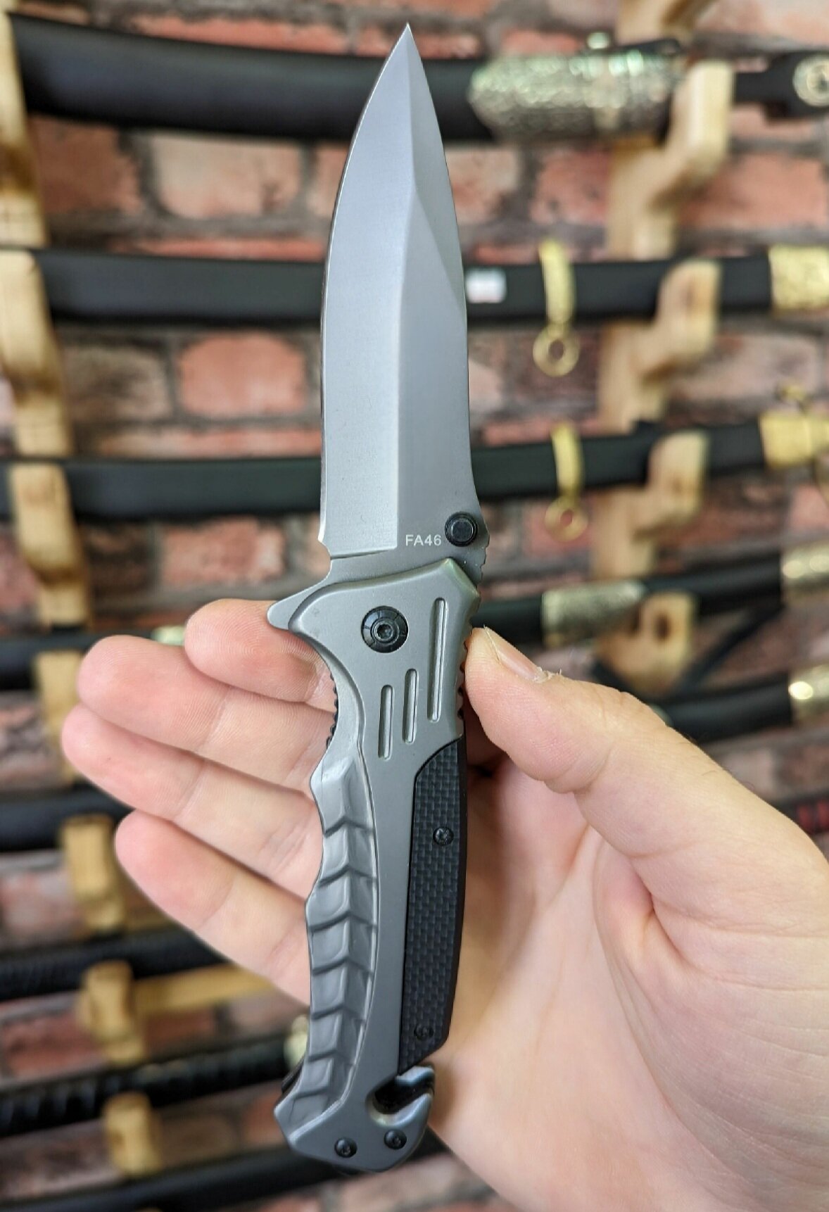 Складной нож FA46, 3Cr13, Bead Blast, углепластик, клипса, для рыбалки, 180 г