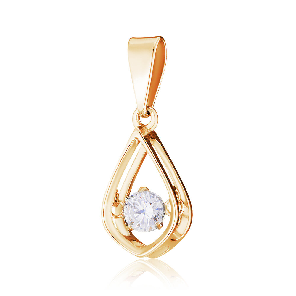 Подвеска, серебро, 925 проба, золочение, фианит