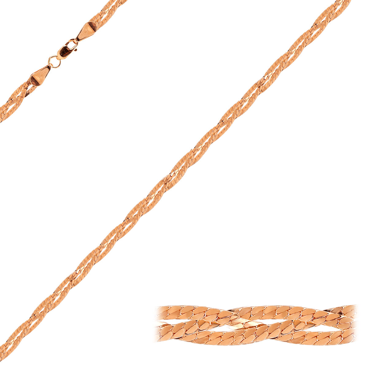 Браслет-цепочка, серебро, 925 проба, золочение