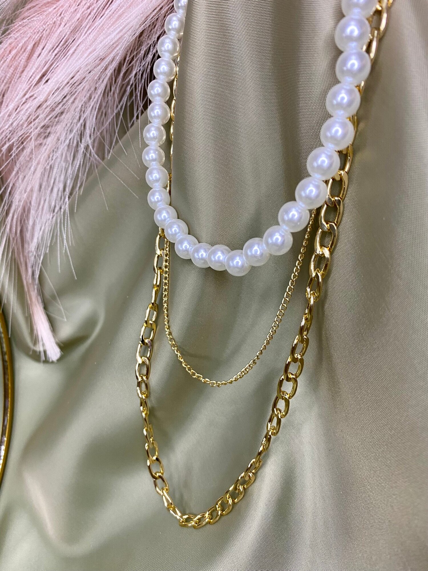 Колье, жемчуг имитация