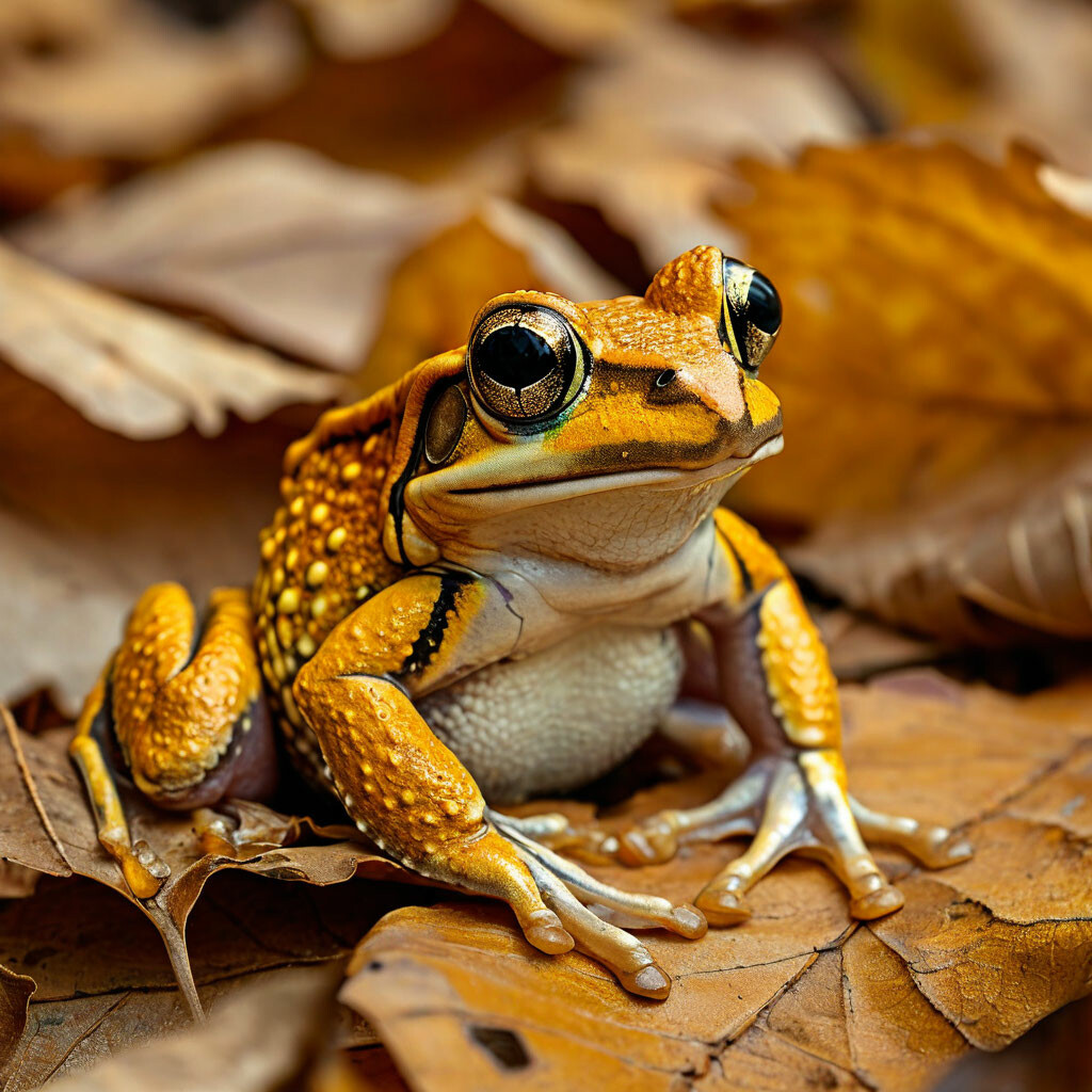 "Honey frog sits on maple leaves 🍁 🍁 🍁 🍯" — image created in Shedevrum