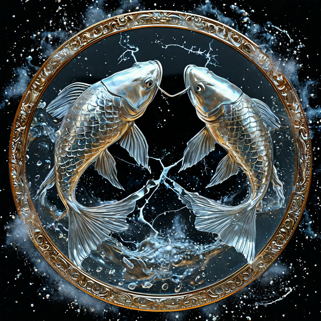 "medallion two fish dance of water and lightning in the image of a ...