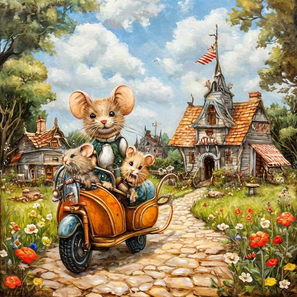 "The Mice ride the Cat From the Pawn village To the Spoon village ...