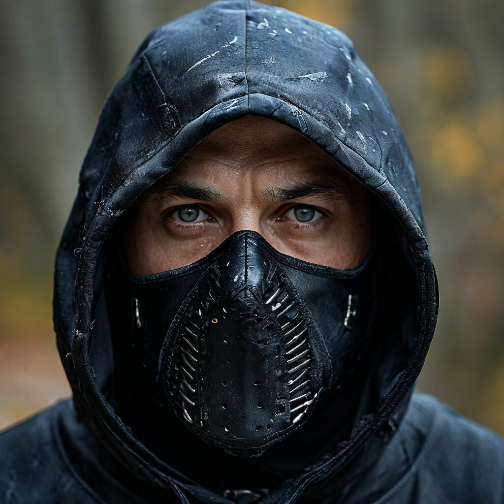 "Hooligan, máscara en la nariz, capucha negra," — imagen creada en ...