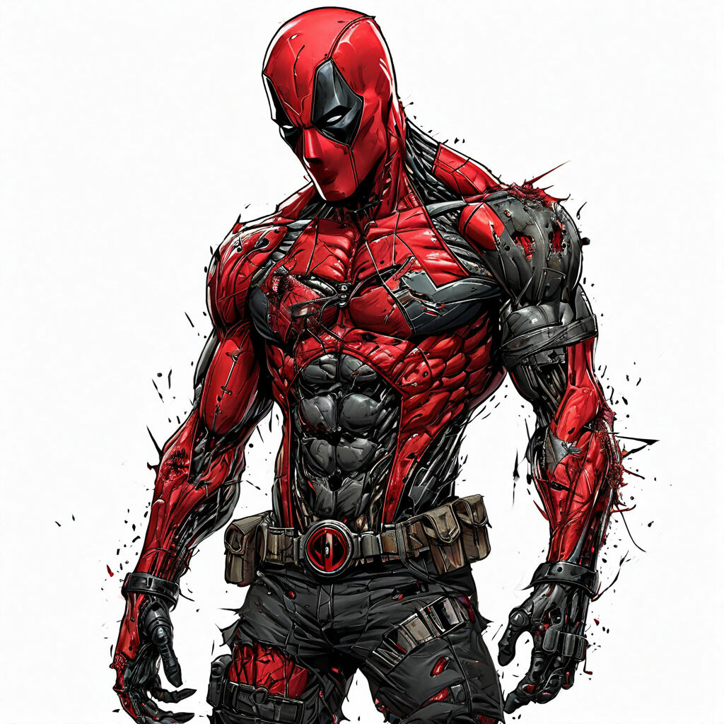 "Deadpool zombie,in black and red horror anime character Kazusa Touma ...