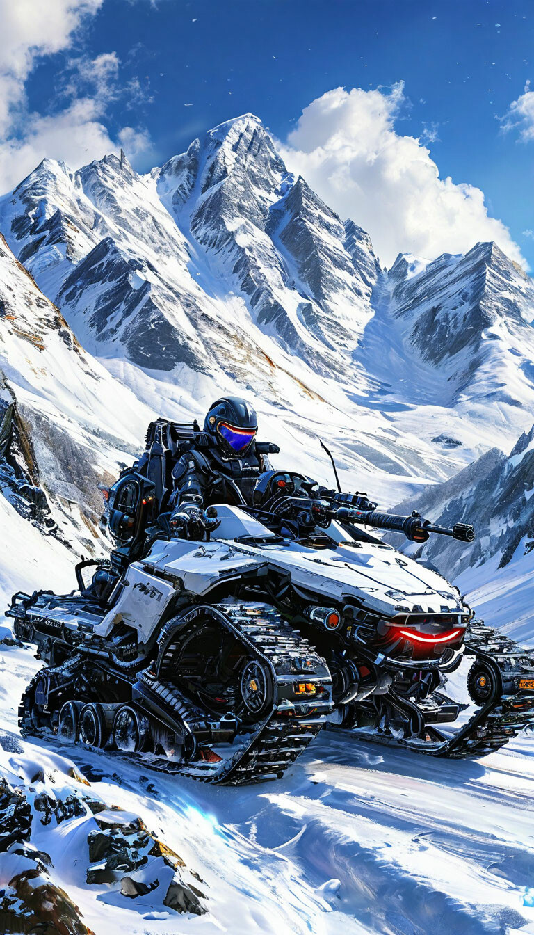 "Technological cyber snowmobile with …" — image created in Shedevrum