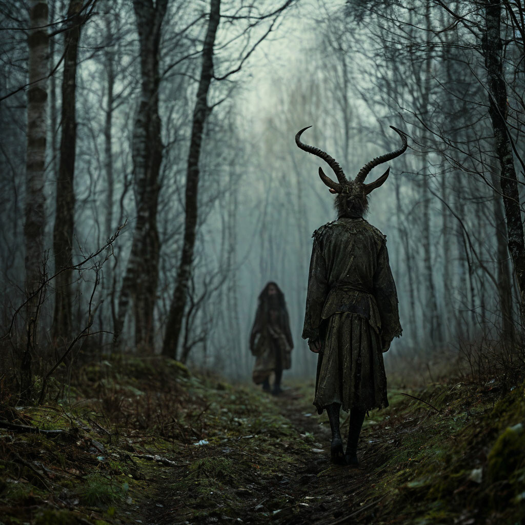 "A skinny goat, looking like a demon, …" — image created in Shedevrum