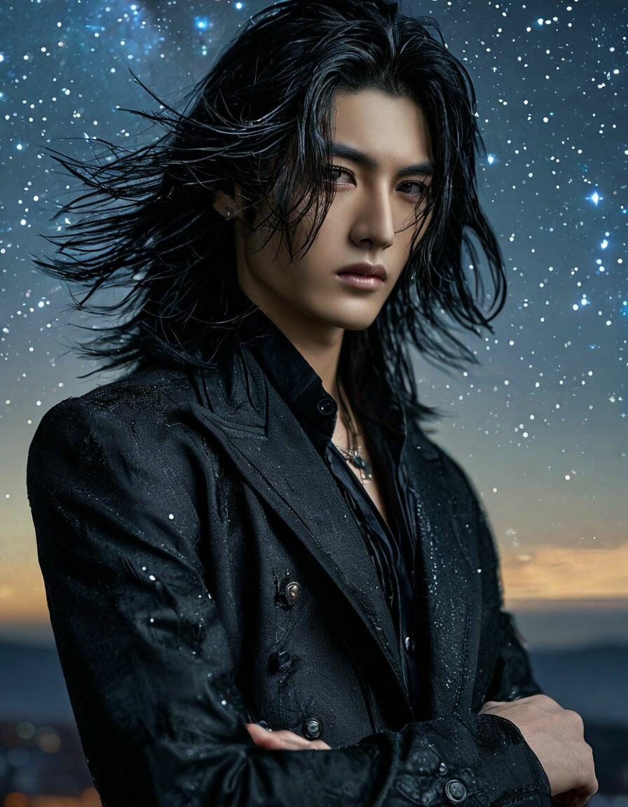 "Half-turn, Unrealistically handsome, …" — image created in Shedevrum