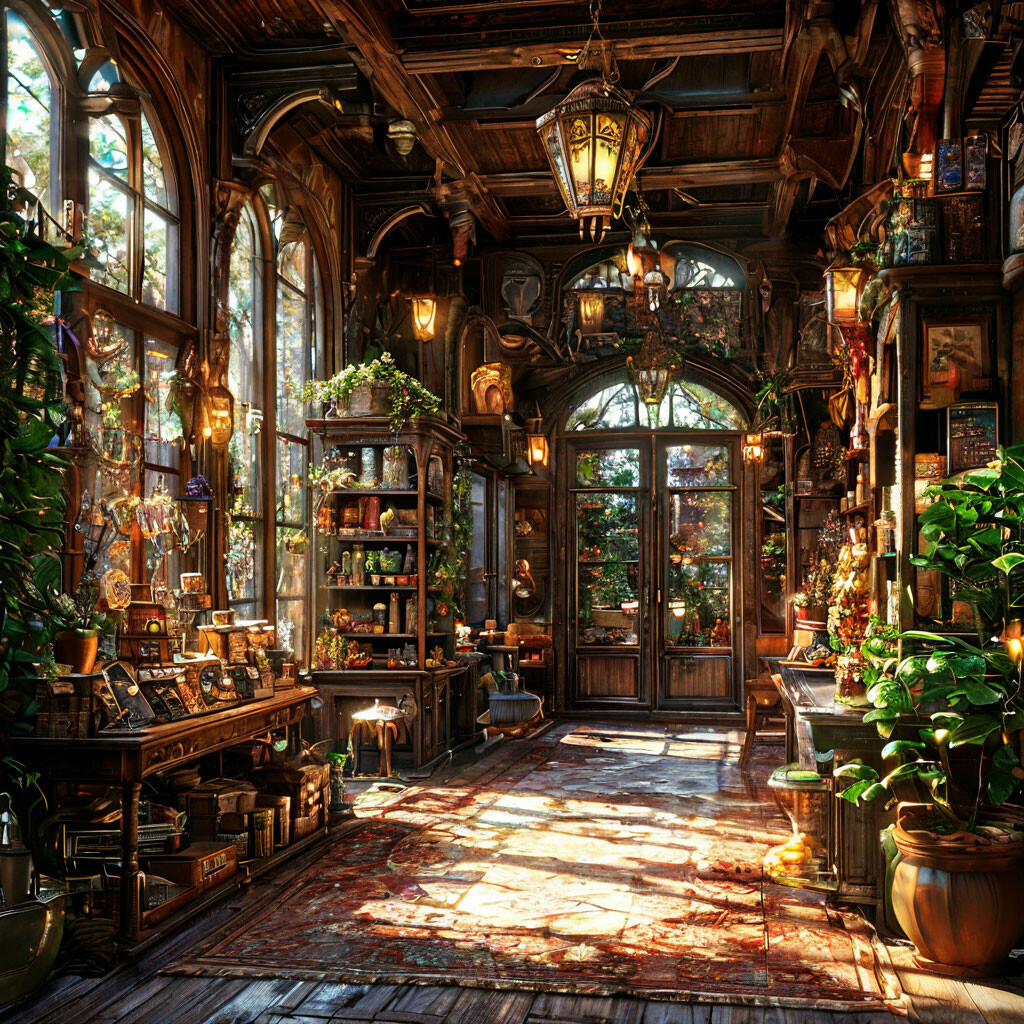 "Magic gift shop, photorealism, 3d" — image created in Shedevrum