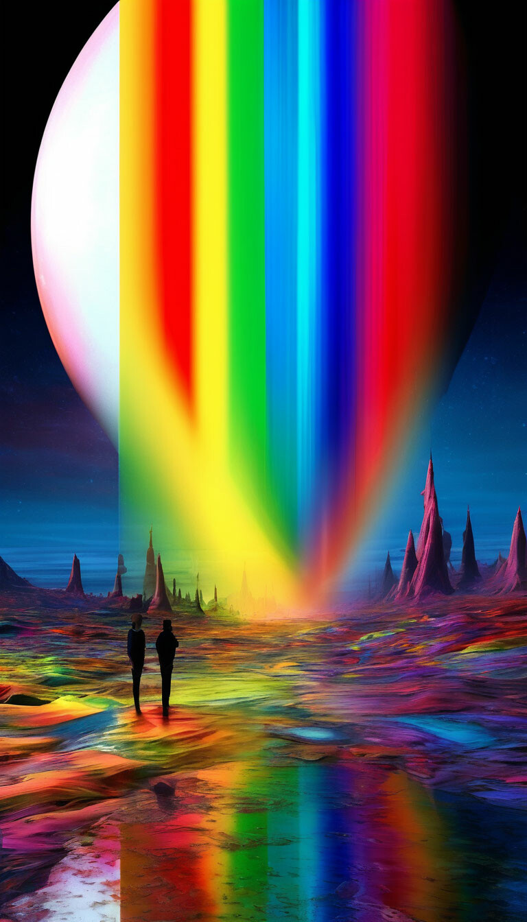 "Anti-world in anti-rainbow colors" — image created in Shedevrum