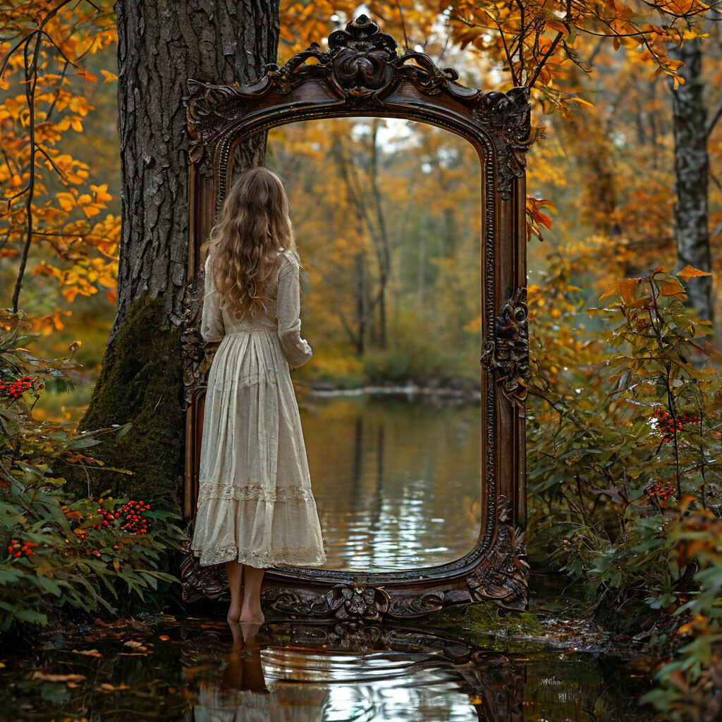 "Magic mirror/ reflection like in …" — image created in Shedevrum