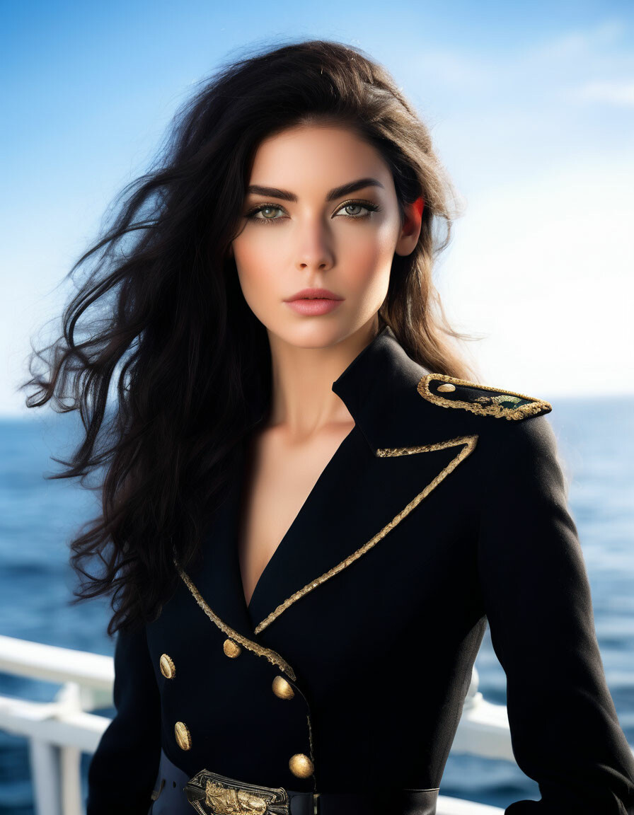 "🔹️ A female captain of a modern sea …" — image created in Shedevrum