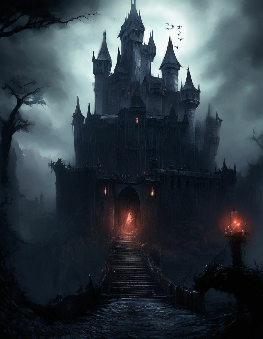 "Dark fantasy Dracula's Castle" — image created in Shedevrum